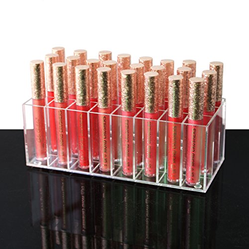 Mordoa Lip Gloss Holder Organizer, 24 Spaces Clear Acrylic Makeup ...