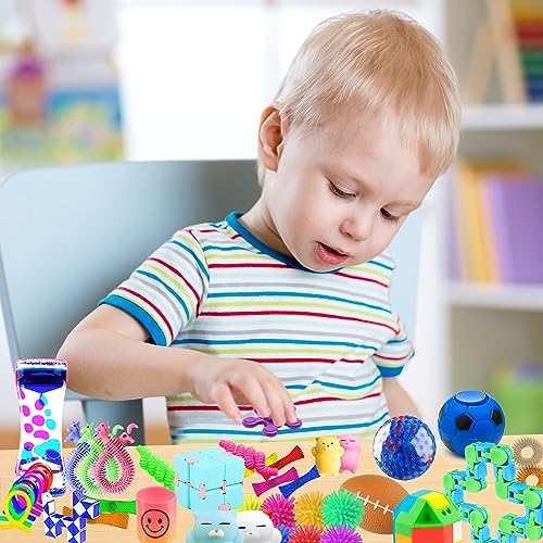 PP PHIMOTA Sensory Toys Set 55 Pack, Stress Relief Fidget Hand Toys for Adults and Kids, Sensory ...