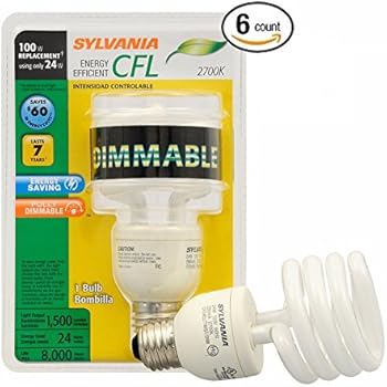 PureSpectrum 20W Fully Dimmable Spiral CFL (Pack of 6) Warm 2700K Light ...