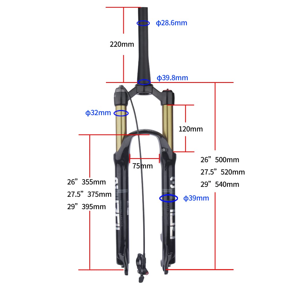 BOLANY Bike Suspension Fork MTB Bicycle Magnesium Alloy Suspension Front Fork 26/27.5/29 Inch ...