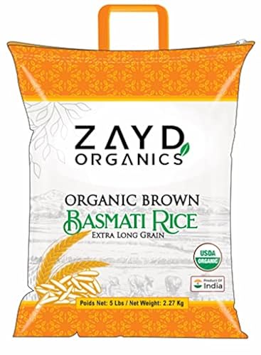 Zayd Organic Brown Basmati Rice, Indian Traditional Extra Long Basmati ...