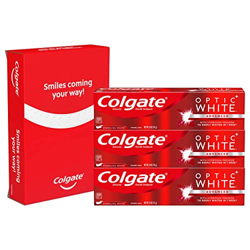 Colgate Optic White Whitening Toothpaste, Sparkling White - 5 ounce (3 ...