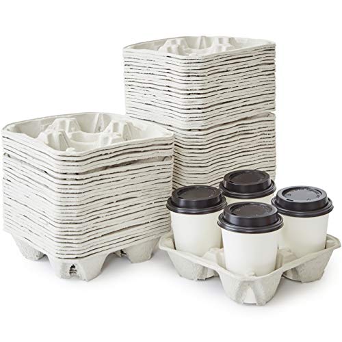 Super Sturdy, 4 Cup Drink Carrier 75pk. Compostable Cardboard Coffee ...