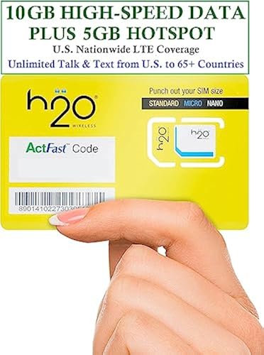 H2O Wireless U.S.A. SIM Card $30 Plan Triple-Cut SIM with Unlimited ...