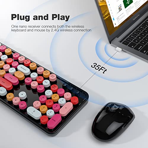 MOFII Wireless Typewriter Keyboard with Number Pad and Wireless Mouse ...