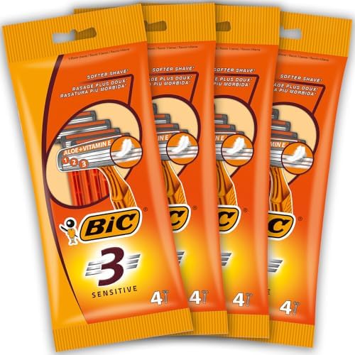 BIC 3 Sensitive Men's Disposable Razors - Bundle of 4 Packs of 4 price ...
