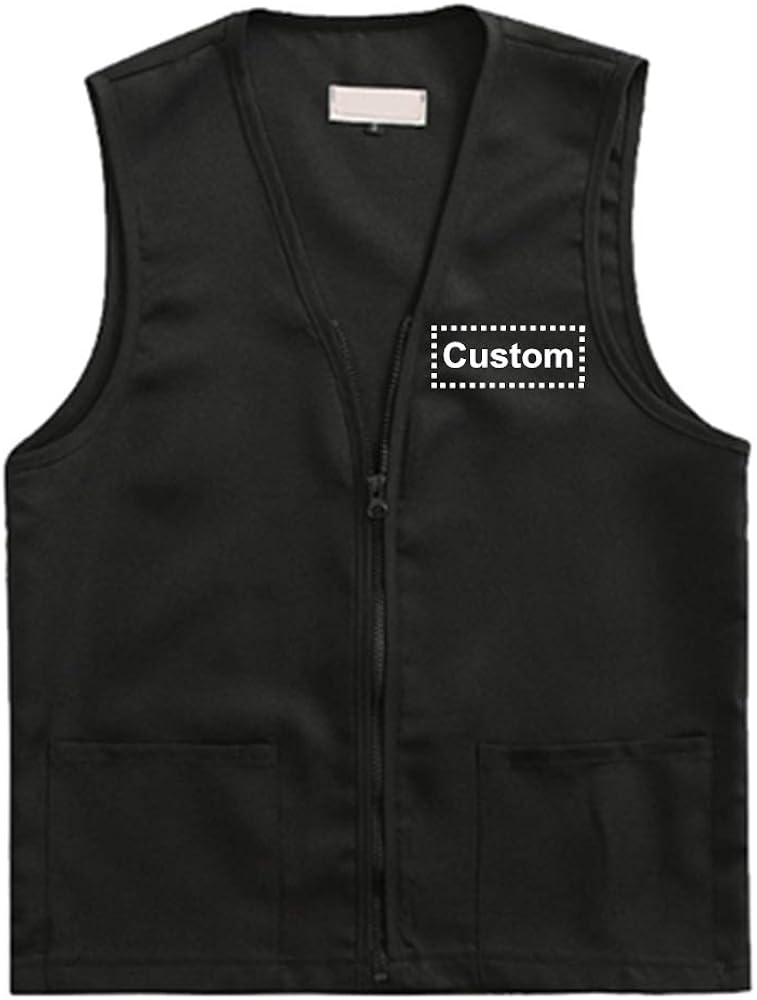 Custom Adult Volunteer Uniform Vest Polyester Zipper Supermarket ...