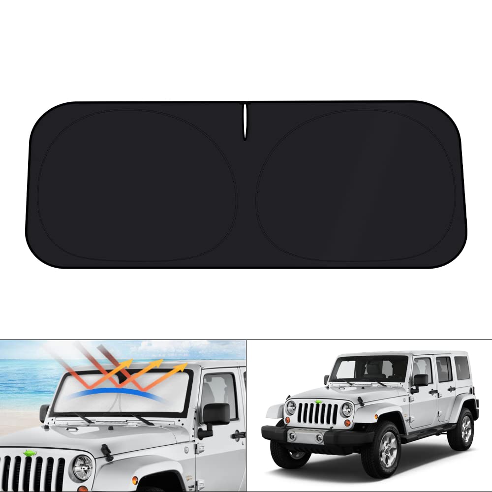 KUST Windshield Sun Shade for 1997-2017 Jeep Wrangler Rubicon Sahara TJ ...