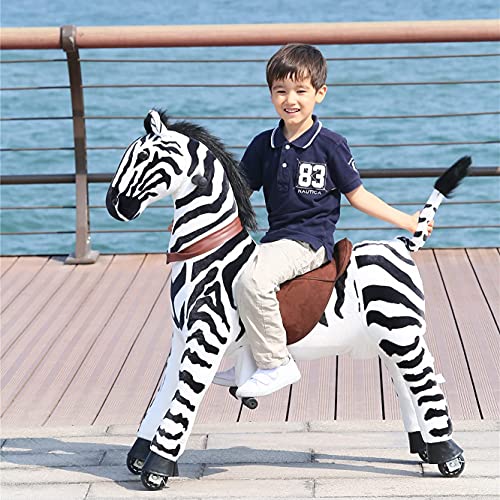 Gidygo Kids Ride on Zebra Riding Horse Toy Pony Rider Mechanical ...