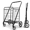 winkeep Shopping Cart, Upgrade Dense Grid Bottom Folding Cart with 360 ...