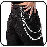 Amazon.com: Bounzhi Hip Hop Pants Jean Chain Goth Punk Silver Trousers ...