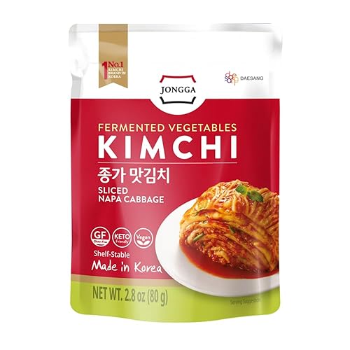 JONGGA Spicy Napa Cabbage Kimchi (Pack of 8), Shelf Stable Mat Kimchi ...