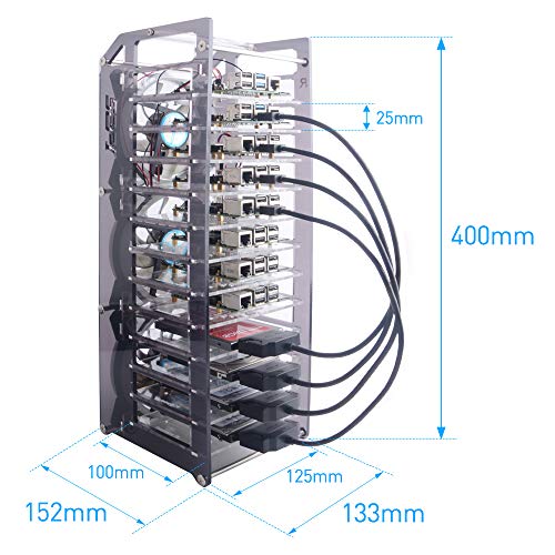 GeeekPi New Raspberry Pi Cluster Case, Raspberry Pi Rack Case Stackable Case with Cooling Fan ...