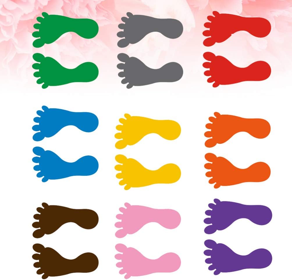 STOBOK 9 Pairs Footprint Floor Decals Colorful Wall Footprint Stickers ...