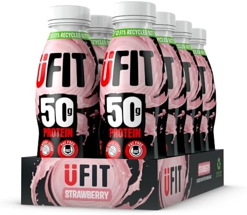 UFIT High 50g Protein Shake, No Added Sugar, Low in Fat, Strawberry ...