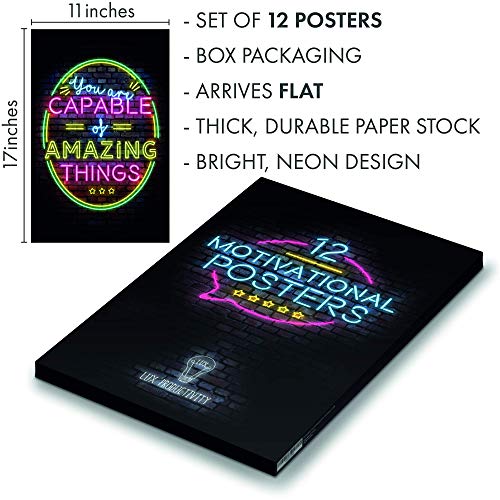 12 Motivational Posters - Neon Sign Style Wall Art - Decorate your ...