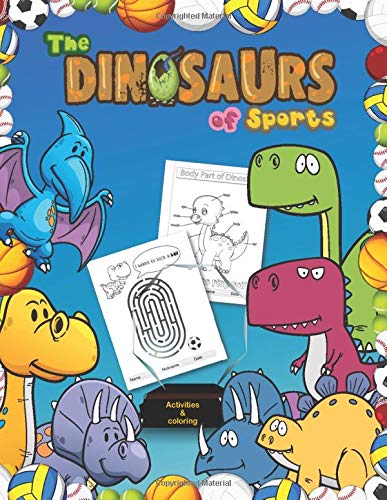 The dinosaur of sport: Maze game coloring activity, draw lines dot to ...