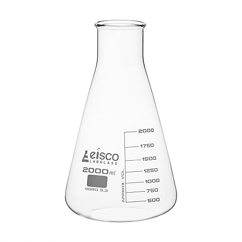 EISCO Erlenmeyer Flask, 2000ml - Borosilicate Glass - Wide Neck ...