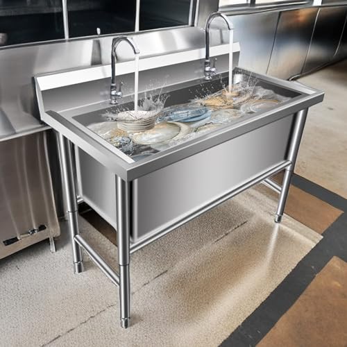 MMLeYN Commercial Kitchen Sink Garden Deep Sink, Stainless Steel Single ...
