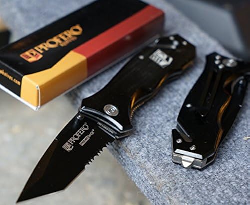 Profero Code 3 Pocket Knife, 3.5 Inch Tanto Serrated Blade, Rescue ...