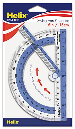 Helix Swing Arm Protractor, 180 Degree, 6 Inch, Assorted Colors (60009 ...