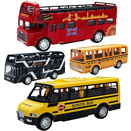 CORPER TOYS Bus Toys Die Cast Metal Toy Cars Pull Back School Bus ...