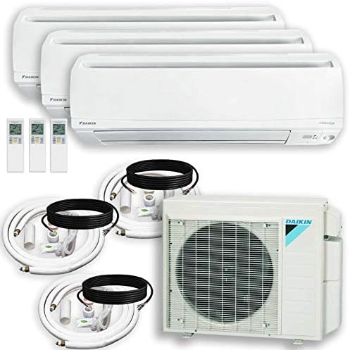 DAIKIN (3 Zone 3MXS Air Conditioner Heat Pump + Maxwell 15 ft. Installation Kit + Wall Bracket ...