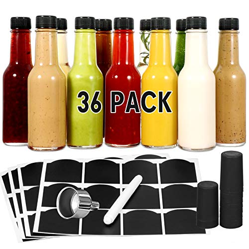 AOZITA 36-PACK Hot Sauce Bottles 5oz with Caps and Shrink Capsule ...
