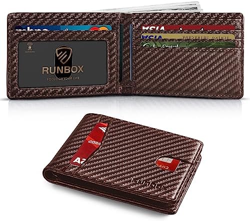 RUNBOX Wallet for Men Slim 8 Credit Card Holder Slots Leather RFID ...