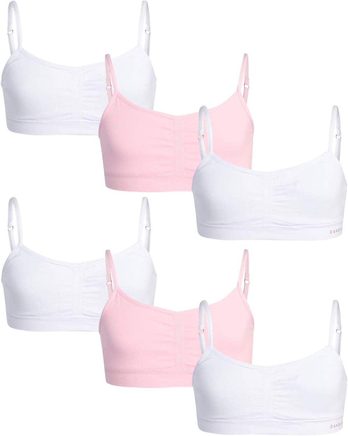 Danskin Girls' Training Bra - 6 Pack Seamless Scoopneck Cami Sports ...