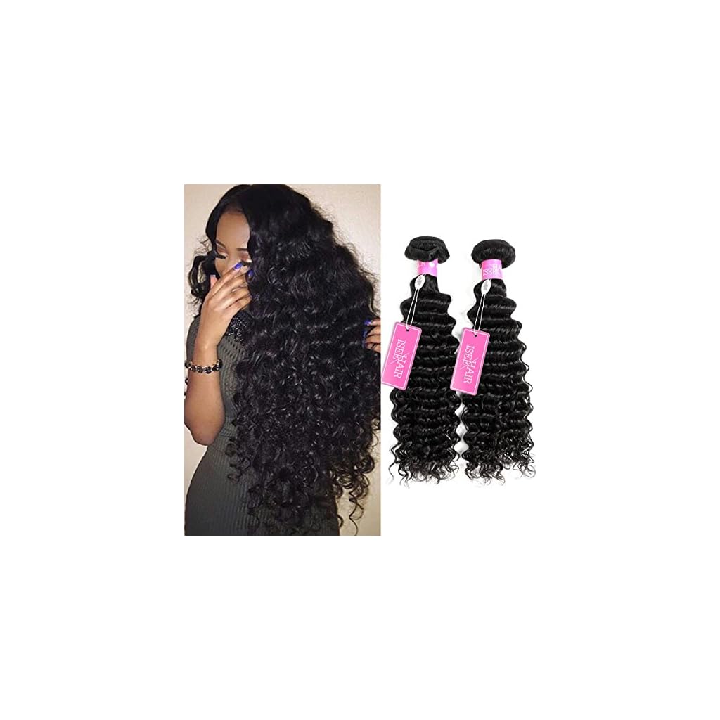 ISEE Hair 3 Bundles Brazilian Virgin Hair Deep Wave Hair Extensions 9A ...