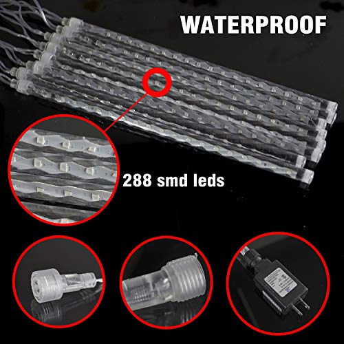FUNPENY Meteor Shower Rain Lights, 288 LED Christmas Lights Icicle Snow ...