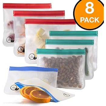 Amazon.com: Strendy Reusable Sandwich Bags (8 Pack) - Ziplock Leakproof ...