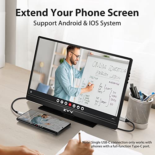 KYY Portable Monitor Latest 15.6'' FHD 1080P USB-C HDMI Laptop Monitor ...