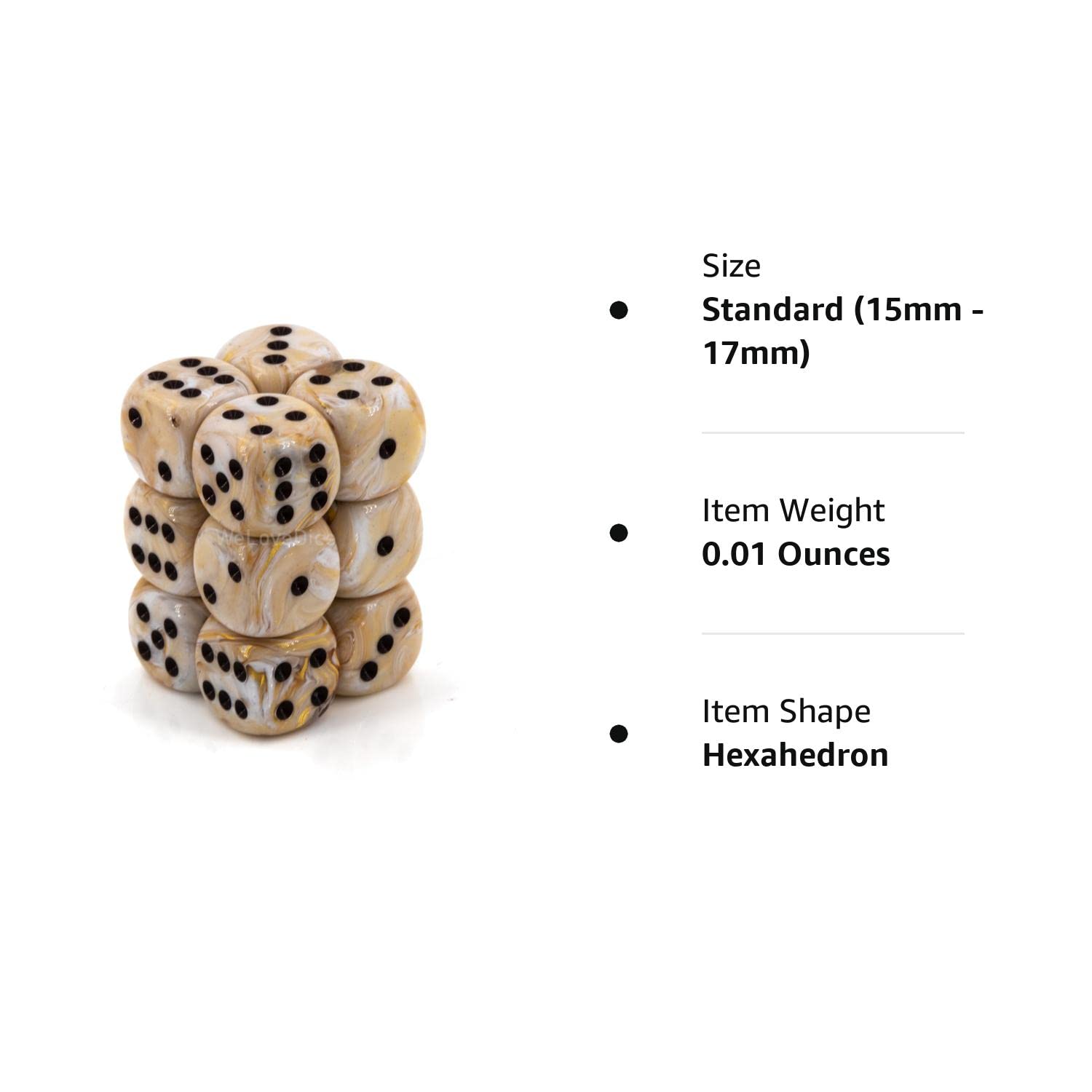 Mua Chessex Dice d6 Sets: Marble Ivory with Black - 16mm Six Sided Die ...