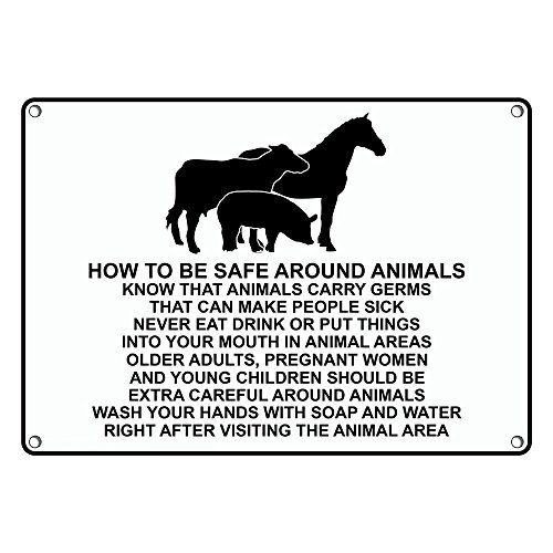 Weatherproof Plastic How to Be Safe Around Animals Germs Sign with ...