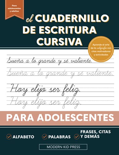 El cuadernillo de escritura cursiva para adolescentes: Aprende el arte ...