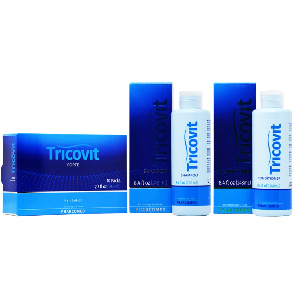 Amazon.com : Tricovit Shampoo + Conditioner 8.4oz + Hair Lotion 2.7oz ...