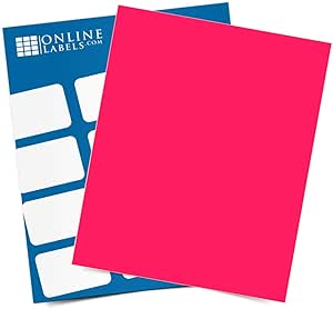 Amazon.com : Fluorescent Pink Sticker Paper, 8.5 x 11 Full Sheet Label ...