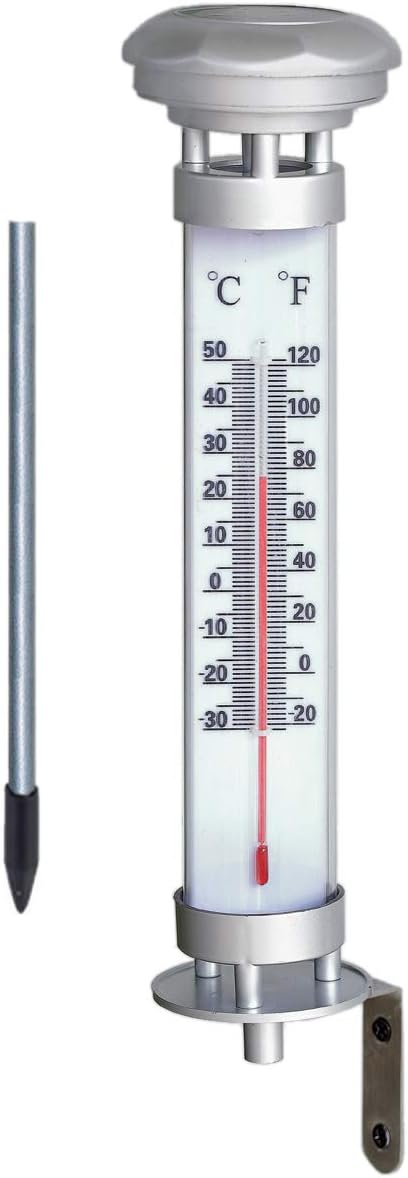 Solar Gartenthermometer mit LED Beleuchtung inkl. Erdspieß und ...