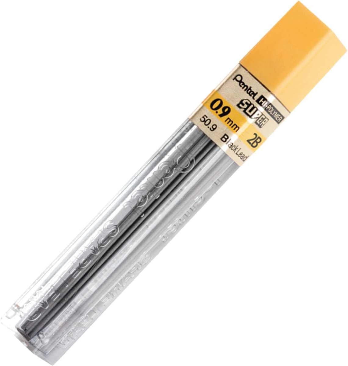 Pentel Super Hi-Polymer Leads, 0.9mm, Grade 2B, 1 tube of 15 leads ...
