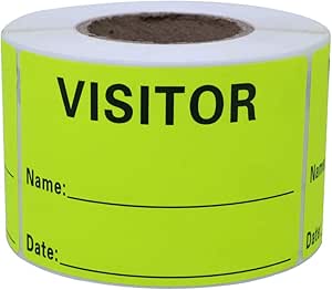 Amazon.com : Hybsk Visitor Pass Fluorescent Yellow Visitor ...