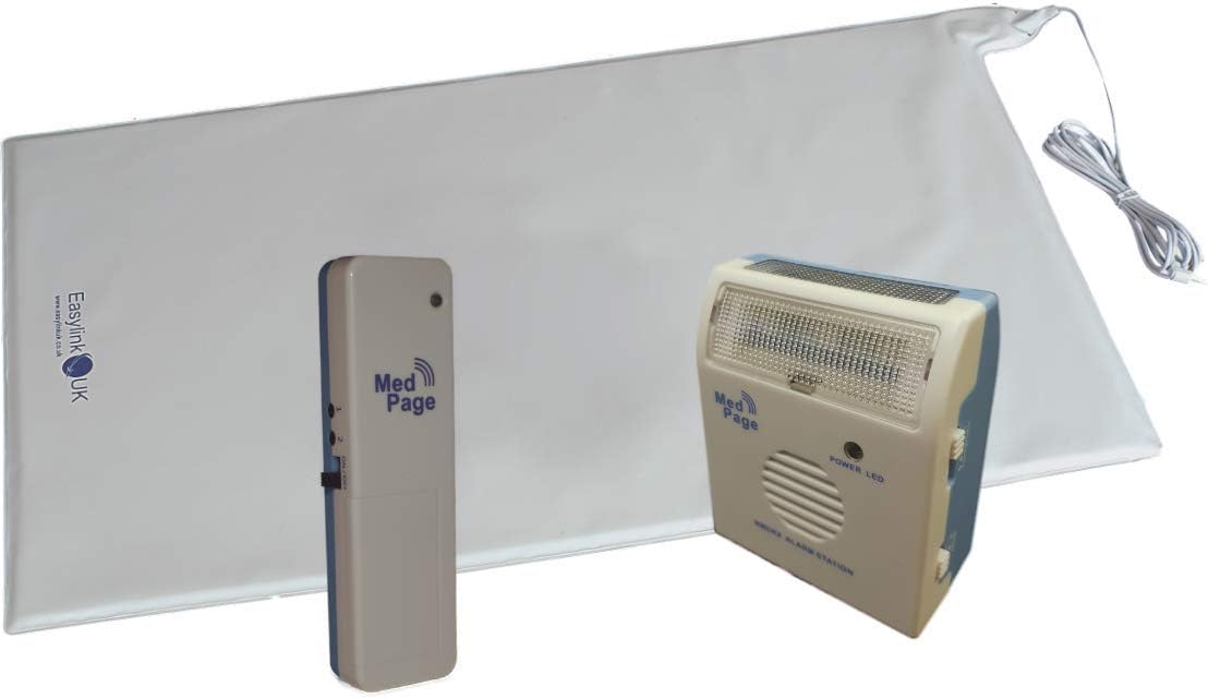 Medpage Bed Exit Alarm with Bed Sensor Mat and 200 Metre Range Wireless ...