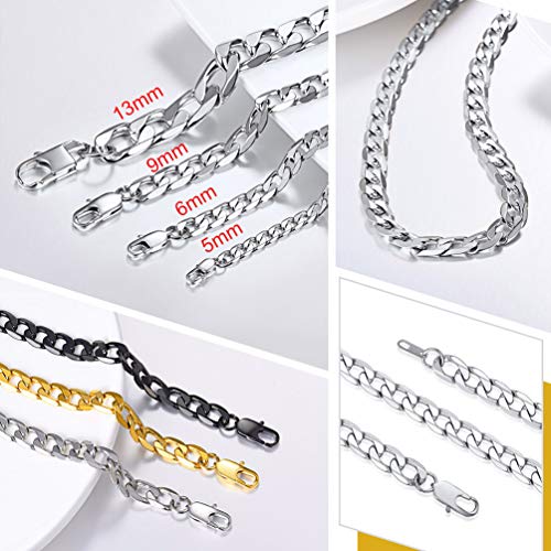 PROSTEEL Herren Halskette personalisiert Panzerkette 5/6/9/13MM Breite Edelstahl/18k vergoldet ...