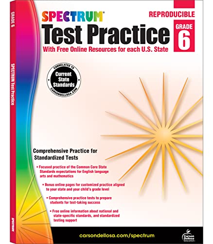 Amazon - Spectrum Test Practice 6th Grade Workbooks All Subjects, Math ...