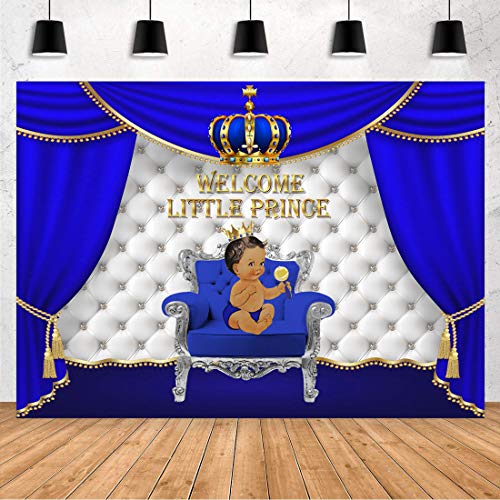 Buy Sensfun Royal Prince Baby Shower Backdrop Gold Crown Royal Blue ...