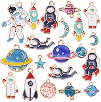 Amazon.com: Space Themed Charms,20pcs Assorted Gold Plated Enamel ...