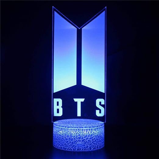 BTS 3D Lampe Illusion Optique LED, Toucher Lampe de Chevet Chambre ...