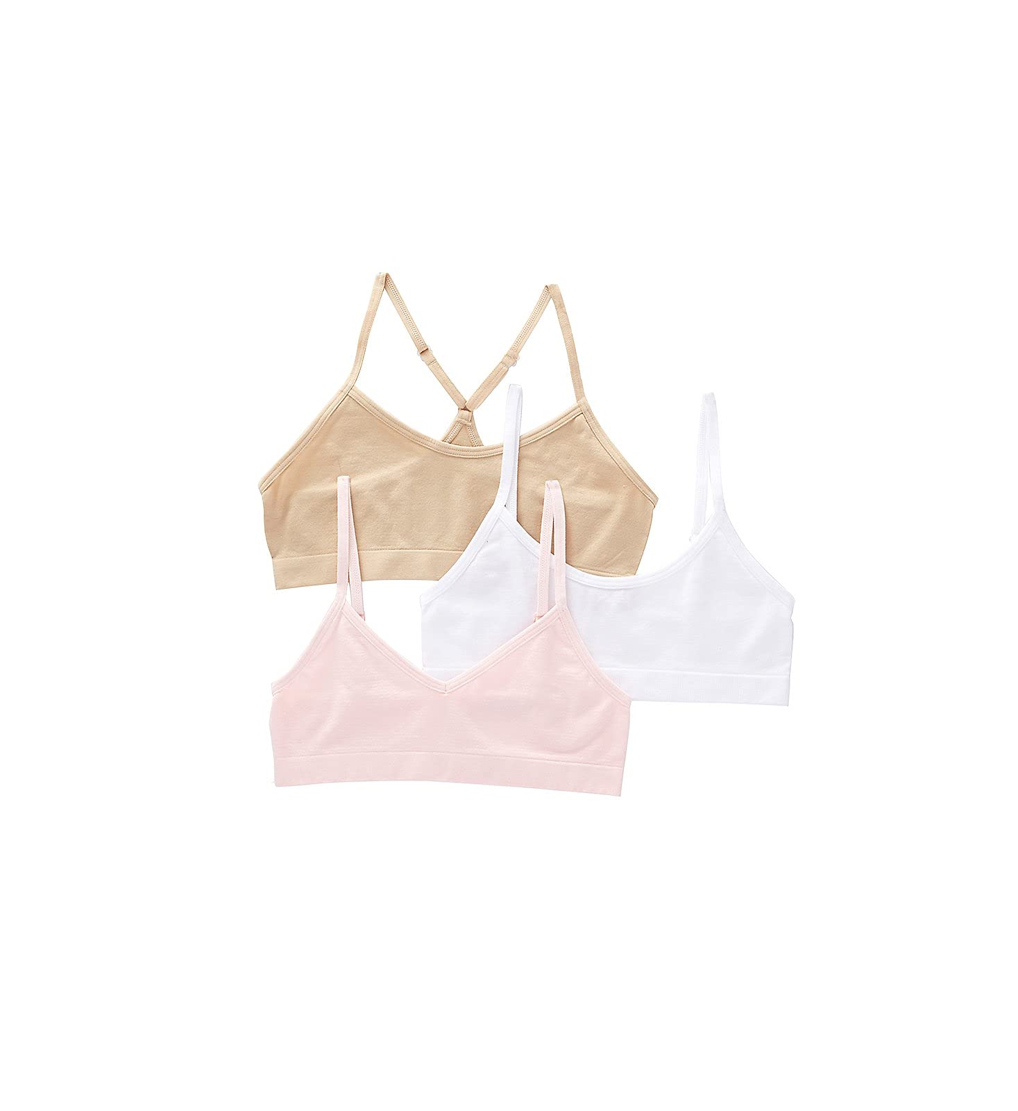 Maidenform Girls' Seamless 3-Pack Beginner Crop Bra (Little Big Kids ...