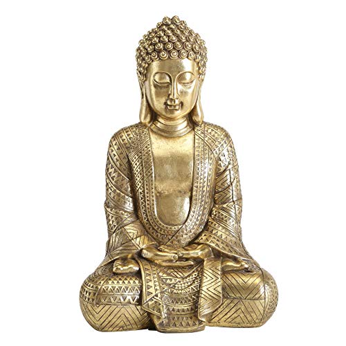 WHW Whole House Worlds Big Golden Temple Buddha 15.25 Inch Tall Figure ...
